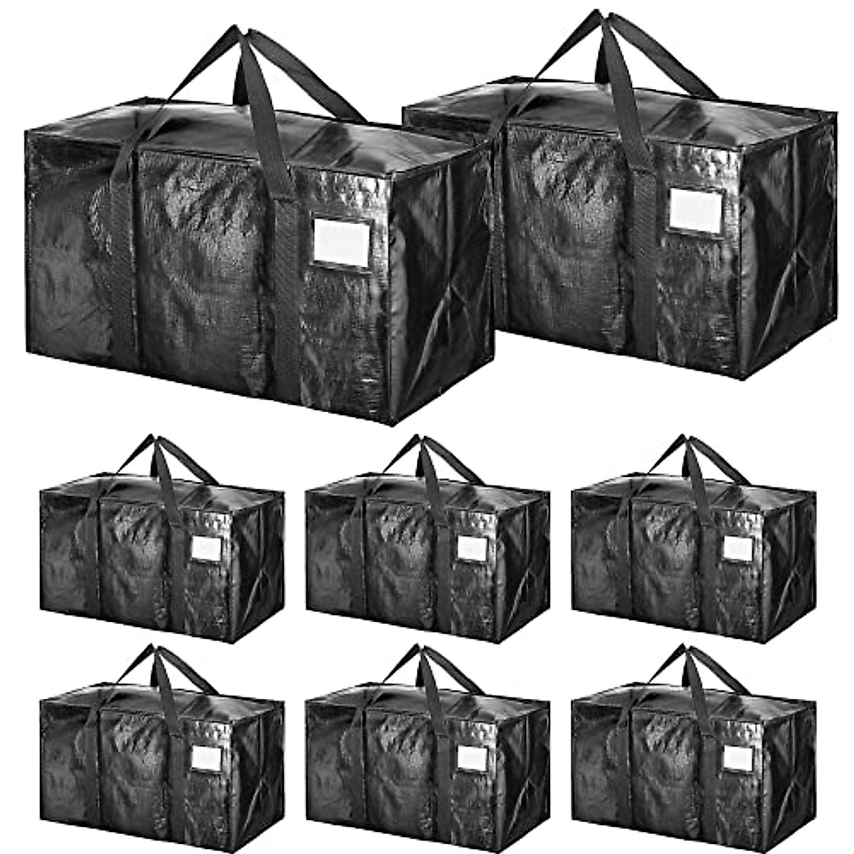 Heavy Duty Moving Bags, Extra Large Storage Totes for Space Saving, Carrying Handles and Marking Card Pocket for Moving, Organizer, Camping and Travel 94L (8 Pack)