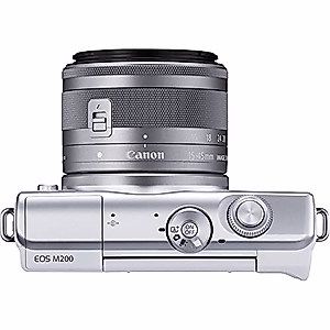 Canon EOS M200 Mirrorless Digital Camera with 15-45mm Lens (White) (3700C009) + Canon EF-M Lens Adapter + Canon EF 50mm Lens + 64GB Card + Case + Photo Software + More (Renewed)
