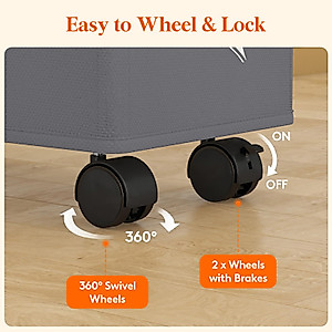 Lifewit 22" Slim Rolling Laundry Basket with Wheels, Collapsible Tall Laundry Hamper with Handles, 2 Packs Narrow Laundry Room Organization for Laundry Room Dorm Bathroom Bedroom, 50L, Gray