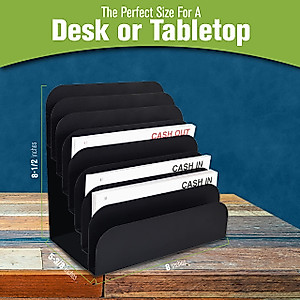 STEELMASTER by BankSuppliesâ€¯Steel Cashier Pad Rack | 8 Slot File & Desk Organizer | Paper Organizer | Black Powder Coat Finish | Scratch & Chip-Resistantâ€¯| Forms, Applications, Deposit Slips & Checks