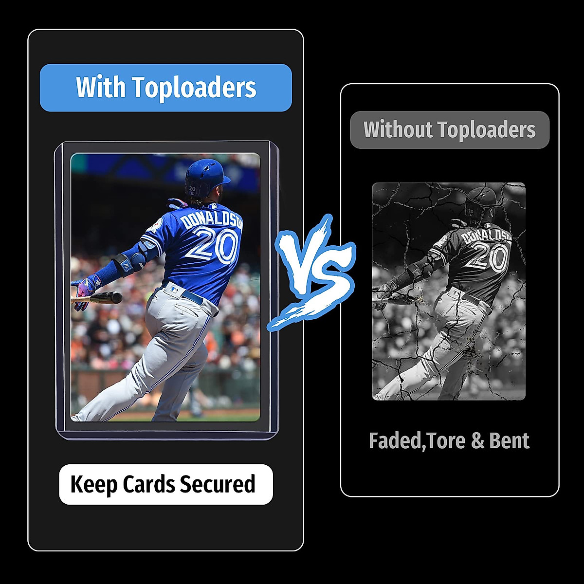 Foldermax Top Loaders Baseball Card Sleeves Trading Card Sleeve Baseball Card Protectors Toploader Card Protectors (30 Count)