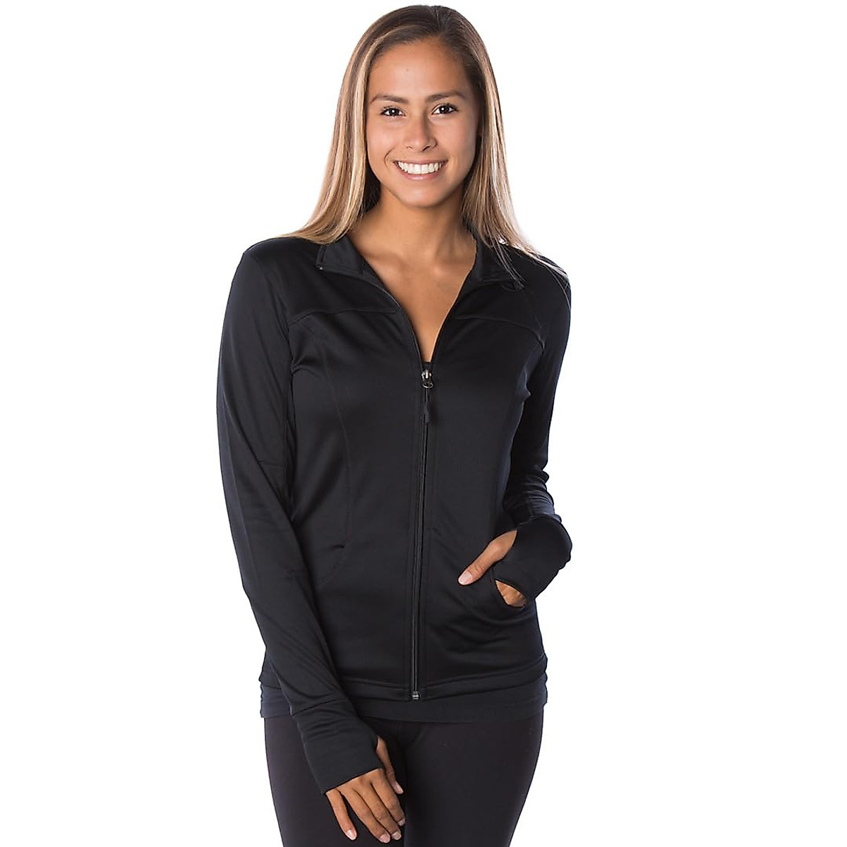 Global Blank Define Jacket Womens Athletic Jackets for Workout, Scrub and Gym Jackets Women, Black, Medium