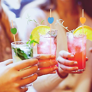 100 Pack Fruit Toothpicks, Heart-Shaped Bamboo Cocktail Picks, Natural Bamboo Toothpicks for Appetizers Fruit Cake Dessert Barbecue Snacks Sandwiches (Pink)