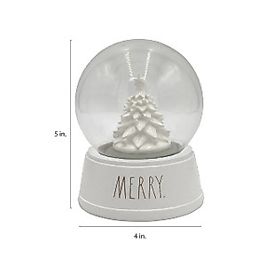 Rae Dunn Snow Globe - Christmas Snow Globes, Winter Holiday Decorations - Beautiful Clear Glass Snowglobe with Sturdy Base - Decorative Xmas Collectibles, Figurines, Merchandise, Souvenirs, Decor