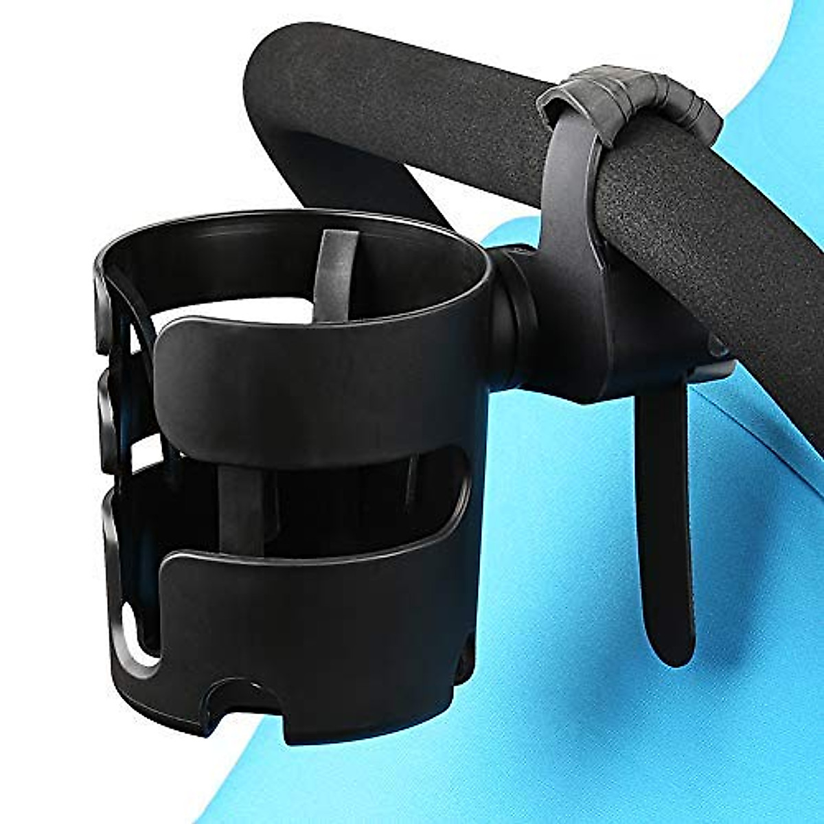 Accmor Stroller Cup Holder with Adjustable Strap, 360 Degree Rotatable Universal Cup Holder for Uppababy, Nuna, Doona Stroller, Cup Holder for Stroller, Wheelchair, Walker, Rollator