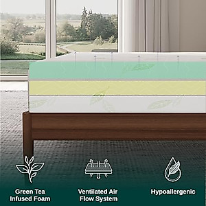 NapQueen Full Size Mattress, 8 Inch Anula Green Tea Infused Memory Foam Mattress, Full Size Mattress Bed in a Box, CertiPUR-US Certified Mattress