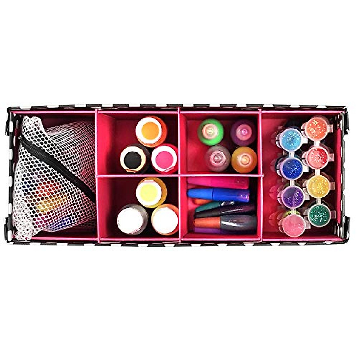 Snap-N-Store Divided Craft Storage Box, Medium, Black & White Polka Dot, 2-Pack (SNS01822)