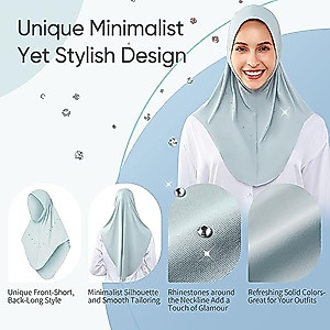 Jyana Modeqah Instant Hijab for Women - UPF50+ Sun Protection Rhinestone Hijab Scarf for Women,Stretch Lightweight Breathable