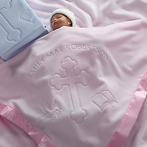 Custom Catch Personalized Baptism Baby Blanket Gift - Girl Name for Christening (Pink, 1 Text Line)
