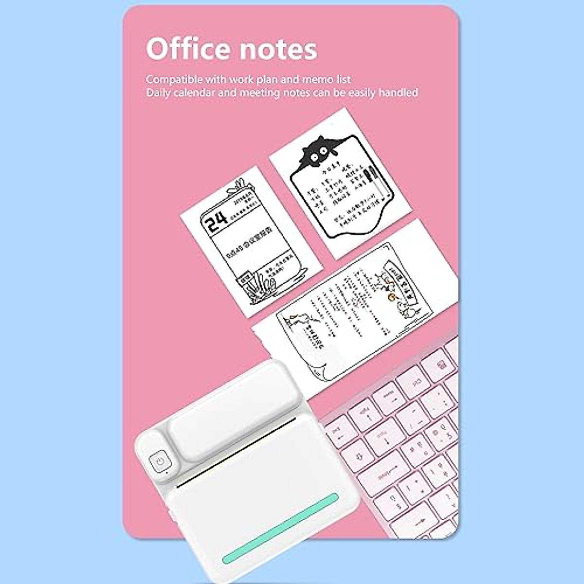 ANGGREK Pocket Printer, Portable Mini Printer Practical Lightweight 200 DPI Resolution Labor Saving with 1 Roll of Paper for Labels