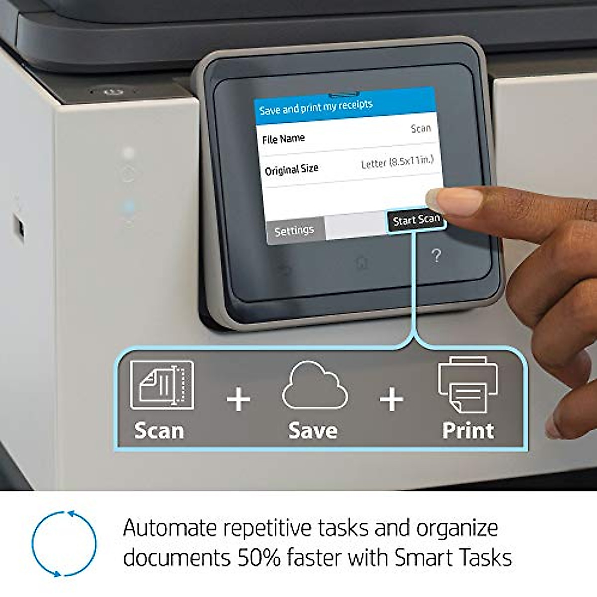 HP OfficeJet Pro 9015 All-in-One Wireless Color Printer, with Smart Home Office Productivity, HP Instant Ink, Works with Alexa (1KR42A)