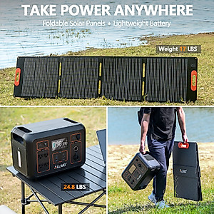 ALLWEI Solar Generator 1200W(Peak 2400W) with 1 * 200W Solar Panel, 1132Wh Portable Power Station, 4* AC Outlet, 6* PD60W USB Outlet, Solar Power Generator for RV/Van Camping Trip Emergency Home Use