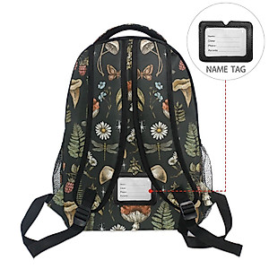 Wamika Mushroom Butterfly Kids Backpack Dragonfly Leaves School Backpacks Boys Girls Daypack Book Bag