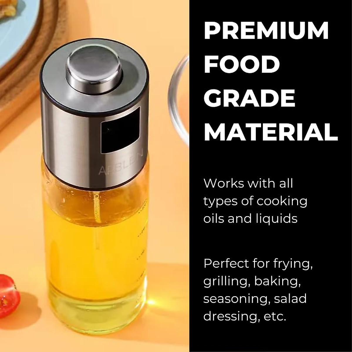 ARBLEN Olive Oil Sprayer for Cooking - Large 350ml Wide Mouth Glass Bottle - Original No Funnel Design - Precise Oil Control - Propellant Free - Avocado Oil Dispenser/Mister/Spritzer Kitchen Air Fryer