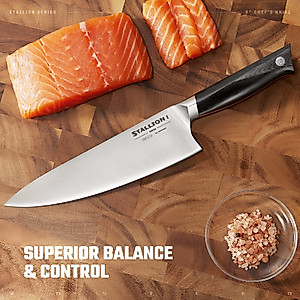 Vosteed Japanese Steel Chef Knife - 8 Inch Gyuto Chef Knife for Cooking & Cutting - Sharp Kitchen Knife (Stallion Series)