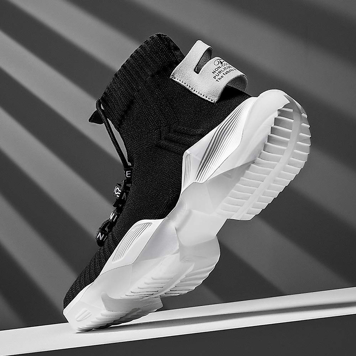 YOHI Mens Running Shoes High Top Sneakers Stylish Blade Tennis Walking Casual Shoes Athletic Gym Shoes Black Size 13