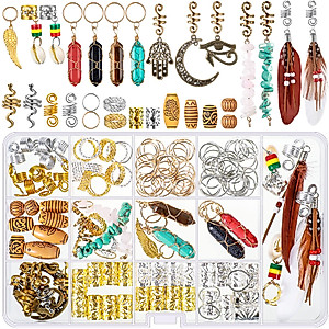 Yaomiao 150 Pieces Hair Jewelry Dreadlocks Gift Crystal Wire Wrapped Loc Adornment Assorted Imitation Wood Beads Braid Accessories for Braids Hair Cuffs Decorations for Women Girl