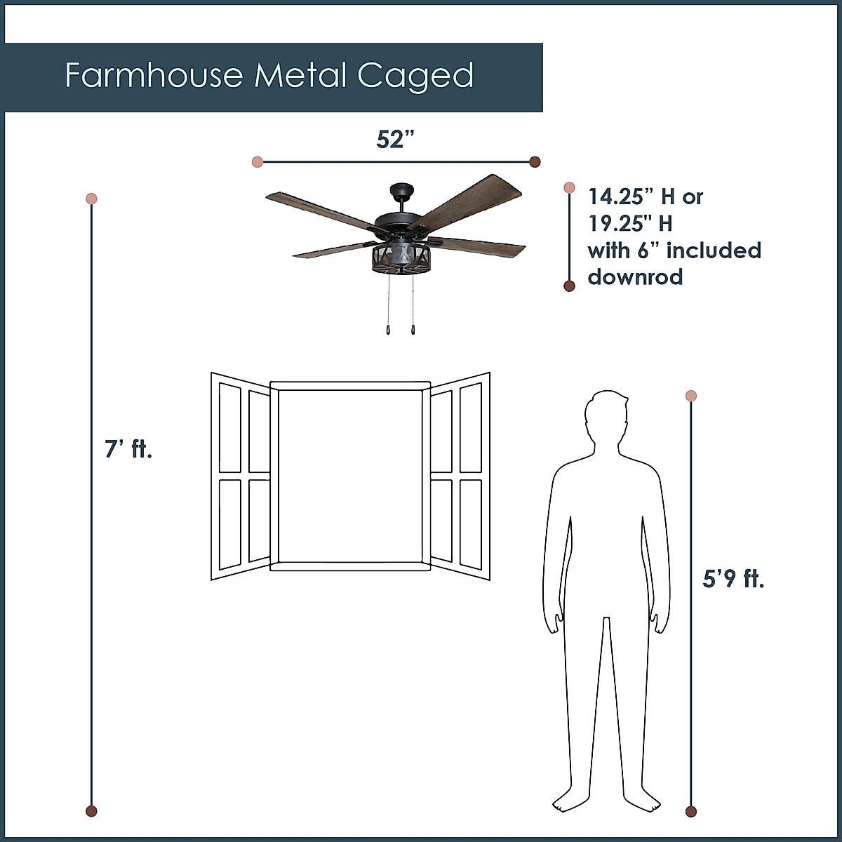 RIVER OF GOODS 52 Inch LED Modern Farmhouse Ceiling Fan with Light - Elegant Rustic Cabin Ceiling Fans with Lights - Metal Drum Shade - Oil-Rubbed Bronze