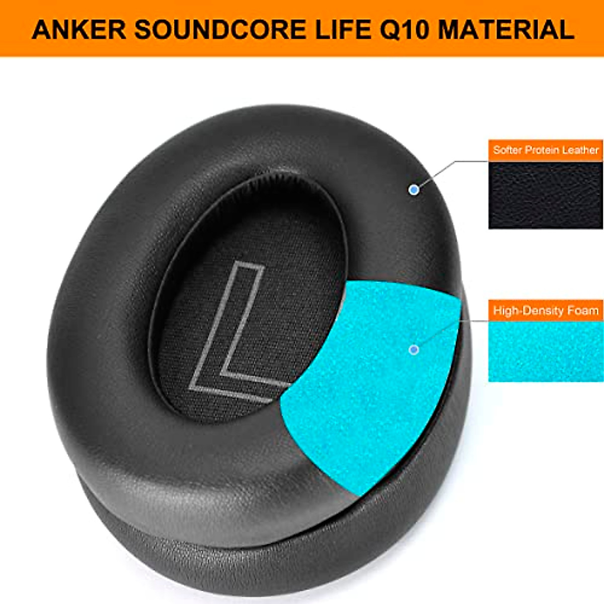 defean Life Q 10 / Life 2 NEO Earpads Replacement Ear Cushion Foam Ear Pads Soft Cushion Compatible with Anker Soundcore Life Q10 / Life 2 NEO Bluetooth Headphones (Black)