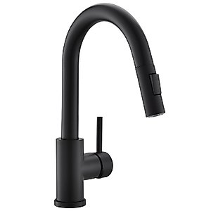 Cenosa Modern Bar Sink Faucet for Kitchen Sink Single Handle with Pull Out Sprayer Hot and Cold Prep Sink Faucet Matte Black