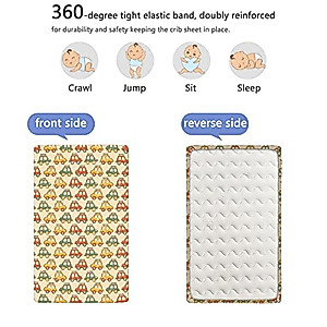 Cars Themed Fitted Crib Sheet,Standard Crib Mattress Fitted Sheet Soft Toddler Mattress Sheet Fitted-Baby Crib Sheets for Girl or Boy, 28“ x52“,Multicolor
