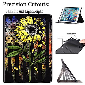 iPad Mini 6 Case, iPad Mini 2021 6th Generation Case Auto Sleep/Wake Multi-Angle Stand for iPad Mini 6th Gen 8.3 Inch , America Flag Sunflower