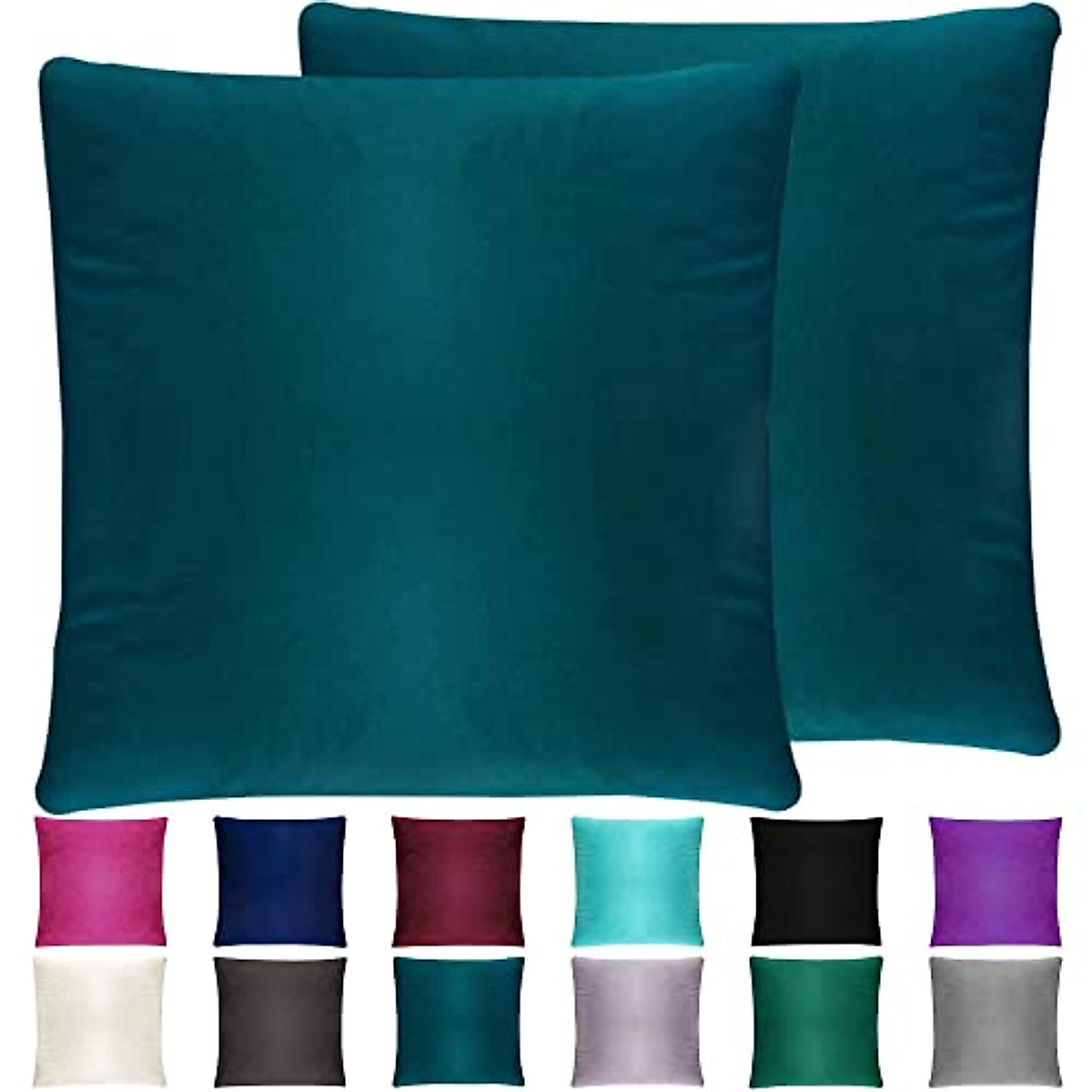 NEXCOVER Velvet Pillow Covers - Pack of 2 Pillowcases, 16 x 16 Inch Throw Pillow Cover, Decorative Square Pillowcase, Soft Cushion Case, Fade Resistant Pillow Case for Bedroom, Sofa, Couch, Teal