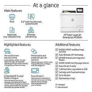 HP Color Laserjet Enterprise M555dn Duplex Printer (7ZU78A) (Renewed)