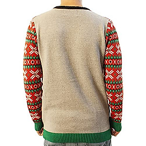 Ugly Christmas Party Sweater Men's- Unisex Dogs/Puppies Stocking Stuffers-Large Puppies in Stocking Red