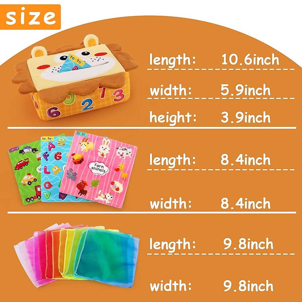 Magic Baby Tissue Box Toy,Funny Sensory Toys for Toddlers,Montessori Toys for Babies 6-12 Months,Soft 6-9-12-24 Month Old Baby Toys,Early Learning Infant Toys Gifts with Crinkle Squares Play Scarves