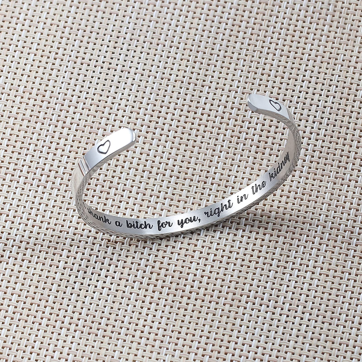 liforlove Best Friend Cuff Bracelet for Women Mantra Bracelets Engraved Stainless Steel Cuff Bangle Friendship Jewelry (I'd shank a bitch for you, right in the kidney)