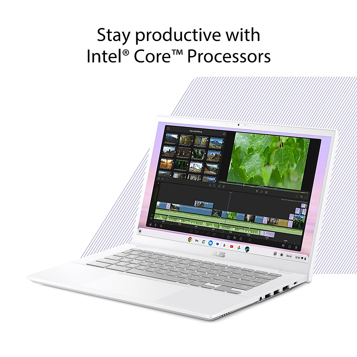 ASUS Chromebook Plus CX34 Laptop with Google AI, 14" Display (1920x1080), Intel® Core™ i3-1215U Processor, 8GB RAM, 256GB UFS Storage, ChromeOS, White, CX3402CBA-DH386-WH