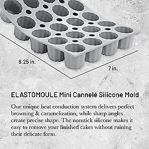 De Buyer ELASTOMOULE Mini-Cannele Silicone Mold - Creates 20 French Pastries - Easy to Use & Clean - Dishwasher Safe