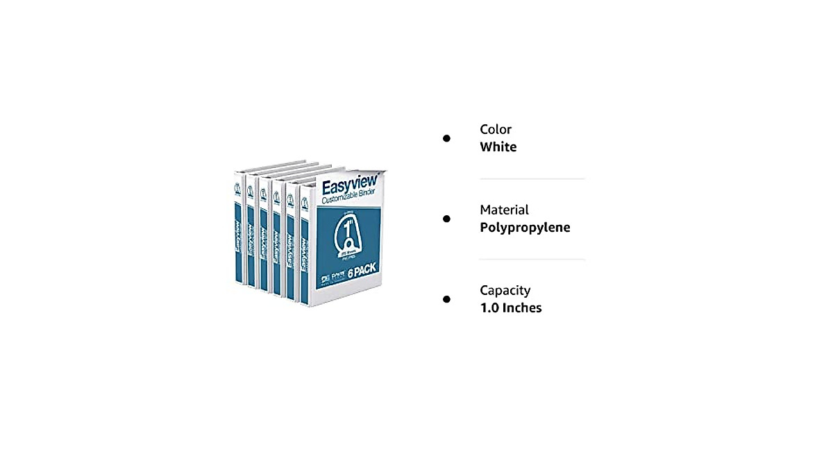 EasyView Premium 1-Inch Eco-Friendly Binders for School & Office