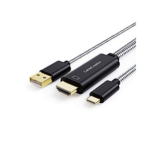 CableCreation USB C to HDMI Cable with USB Charge 6FT, Type C to HDMI Cord, HDMI to USB C Cable Compatible with Devices Which Support DP Alt Mode, iPhone 16 15 Pro/Promax/Plus, MacBook Pro/Air, iPad