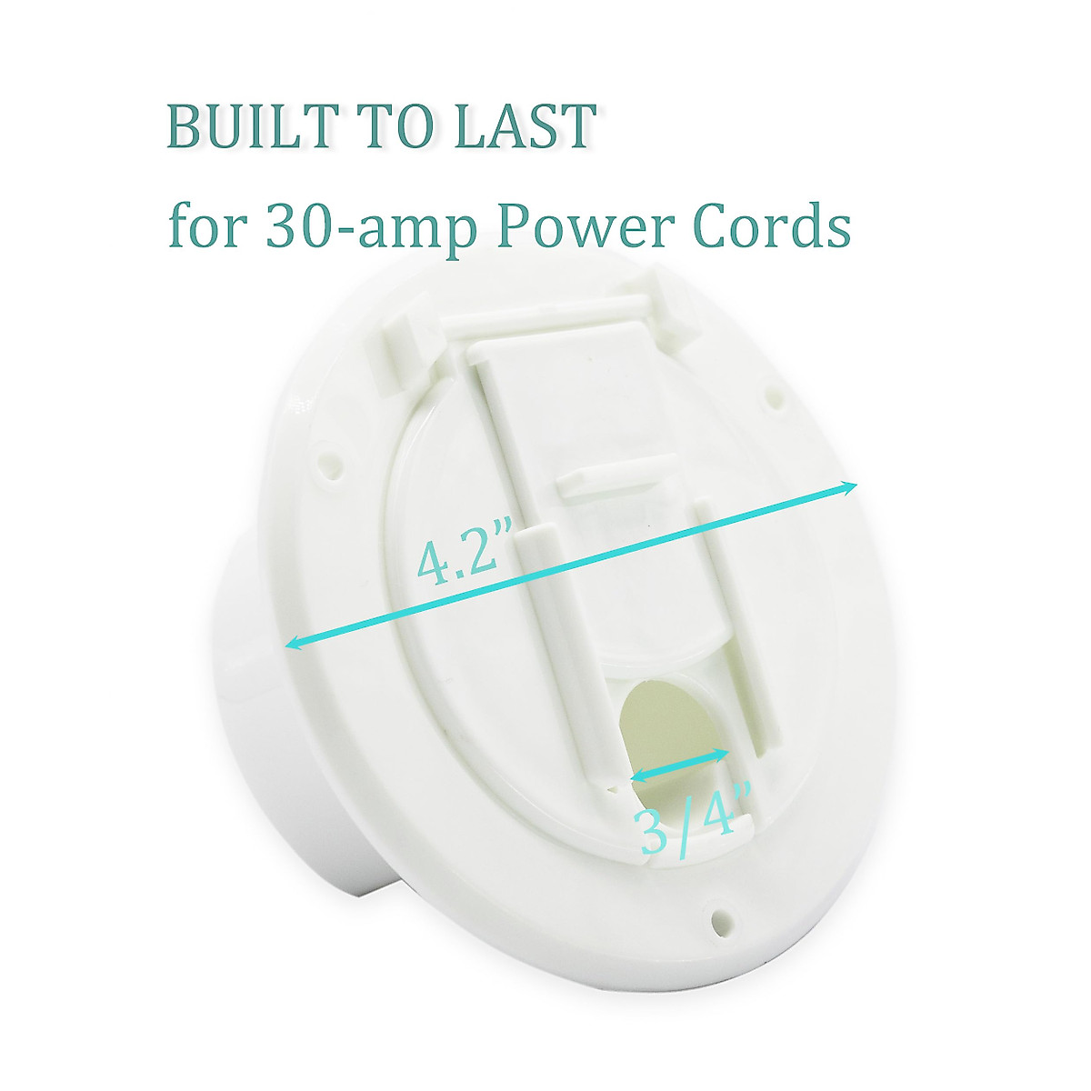 X-Haibei RV Trailer Camper Electric Power Cord Cable Hatch Round Fits 2-3/4 inches Dia. Hole Flip Up Cover (White)