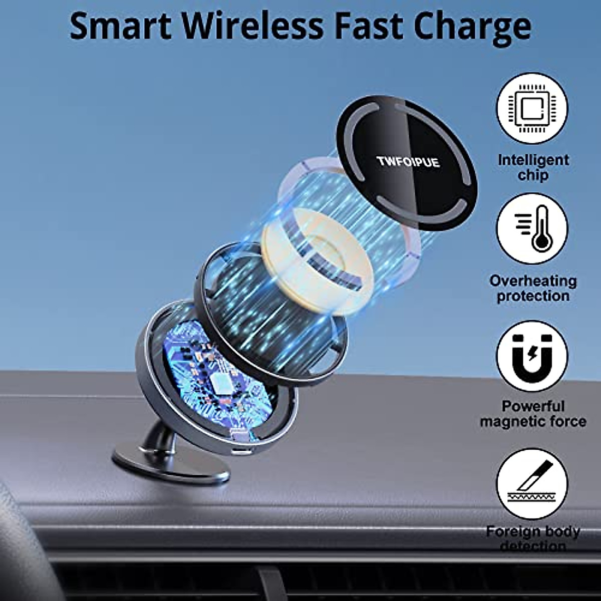 Magnetic Wireless Car Charger Mount Compatible with Magsafe iPhone14 /iPhone 13/ iPhone 12/12 Mini/12 Pro/12 Pro Max, 15W Fast Charging Air Vent Magnet Accessories Car Phone Holder