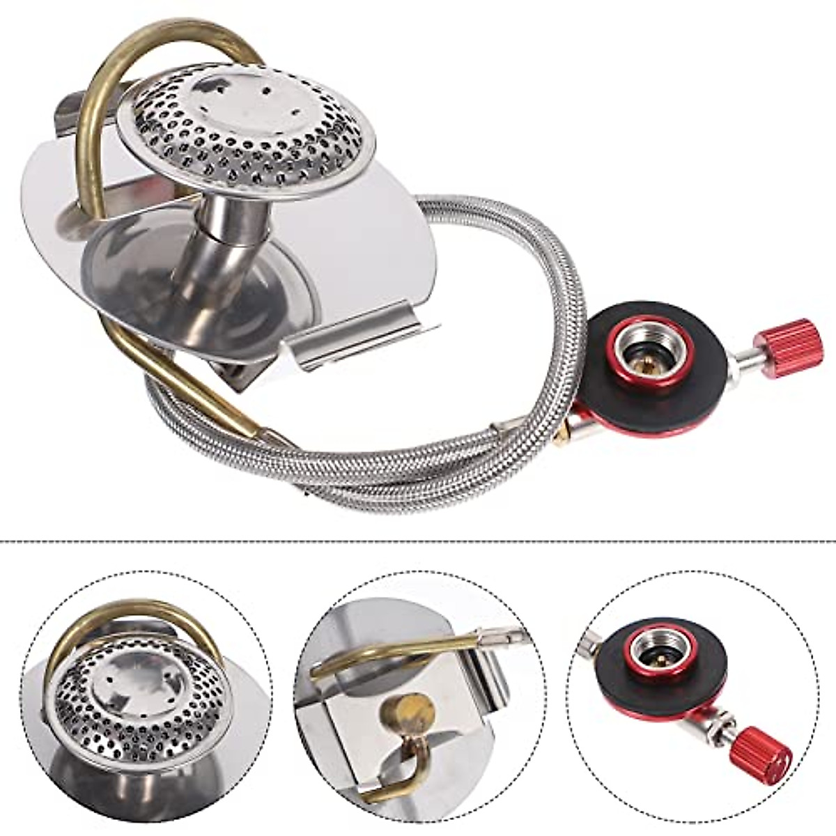 YARNOW 4pcs Case Barbecue Hiking Backing Camp Propane Stainless Bbq Stoves Small Picnic Adjustable Regulator Burner Butane and Portable Back Carry Steel Cooker Patio Hose for Camping