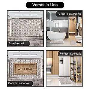 Chardin home 100% Cotton Diamond Rug Fully Reversible - Mat Size 21''x34'', Machine Washable, Greyish Beige & White