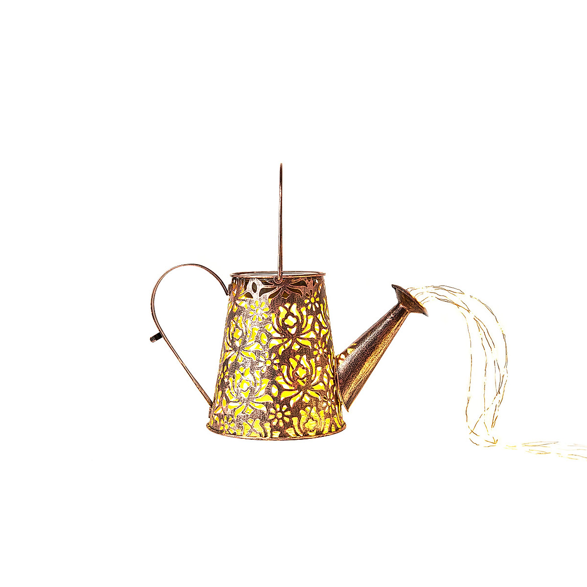 VINESSY Solar Lights Outdoor Garden Decor Pathway Decorative Lanterns Hanging Solar Patio Art Lights Retro Metal Waterproof Yard Watering Can with String Lights Walkway LED Waterfall Stake Light