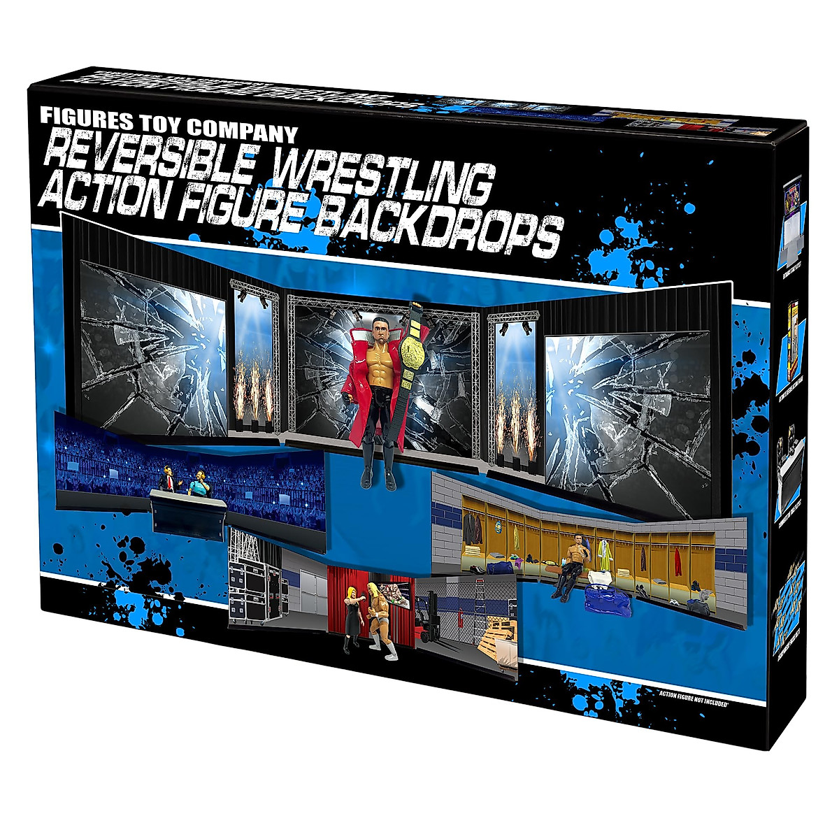 Reversible Wrestling Action Figure Backdrop Dioramas For WWE & AEW Wrestling Action Figures