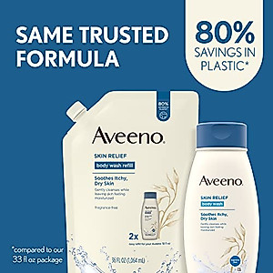 Aveeno Skin Relief Body Wash, Fragrance Free, Refill, 36 Fl. Oz Skin Relief Fragrance-Free Moisturizing Body Wash