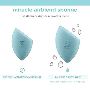 Real Techniques Miracle Airblend Sponge, Matte Makeup Blending Sponge, For Liquid, Cream, & Powder Products, Offers Medium To Full Coverage, Foundation Sponge, Latex-Free Foam, 1 Count