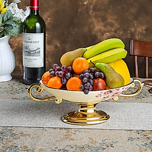 fanquare Floral Footed Fruit Bowl for Party, Fruit Holder for Kitchen Countertop, Decorative Bowls for Centerpieces