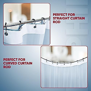 Black Shower Curtain Hooks Rust Proof (Set of 12) - Stainless Steel Black Shower Curtain Rings - Balance Sliding Roller Balls for Easy Glide & Install - Black Shower Hooks for Shower Curtain (Black)