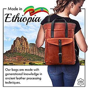 ORNA'S LEATHER ART | SWAN Everyday leather backpack for Women. Practical, Stylish and Spacious Women’s Bag. Real Leather in A Chic Backpack And Contemporary Design (R. COGNAC)