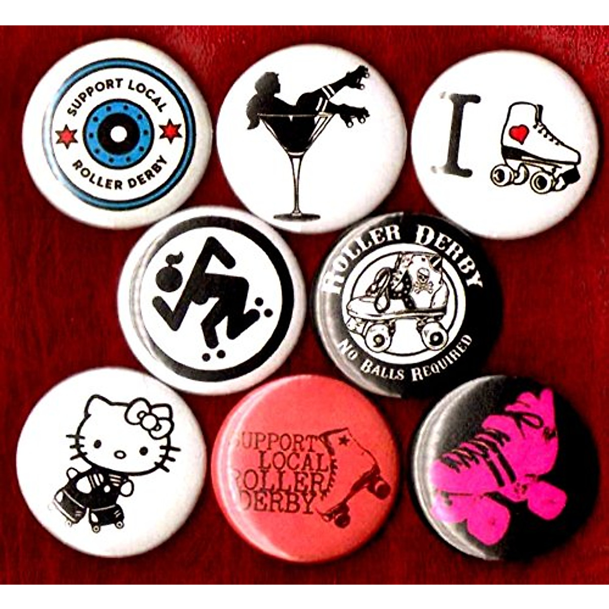ROLLER DERBY 8 NEW 1" inch (25mm) button pin badge support local heart LOVE girl riot grrrl