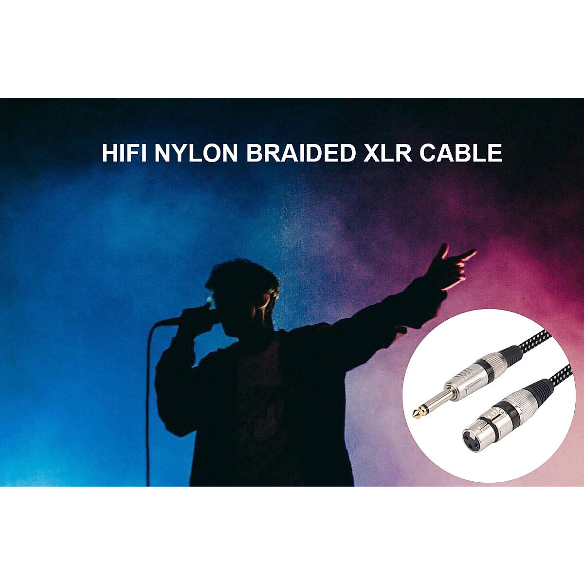 KINXIYU XLR Female to 1/4 Inch TS Cable 3 FT, Nylong Braided XLR 3 Pin Female to 6.35mm TS Male Unbalanced Interconnect Wire Mic Cord for Dynamic Microphone (Pure Copper Conductors)