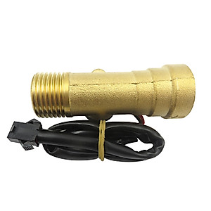 GREDIA G1/2" Water Flow Sensor Thread Male to Female Brass Switch Hall Effect Liquid Flowmeter Fluidmeter Counter BSP 1-30L/Min（66 mm in Total Length）