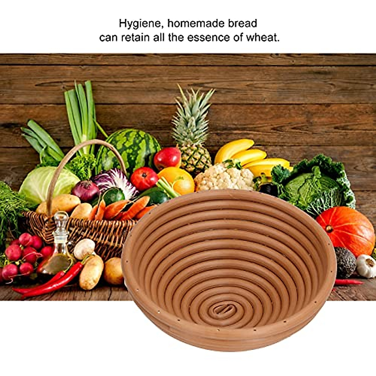Bread Proofing Basket Set, Washable Bread Fermentation Basket Innovative Shape Baking for Kitchen Home Bakery (Yellow brown round 16X6CM)